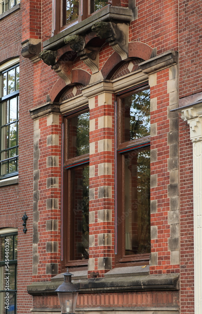 Amsterdam Reguliersgracht Canal Brick House Facade Detail with Windows ...