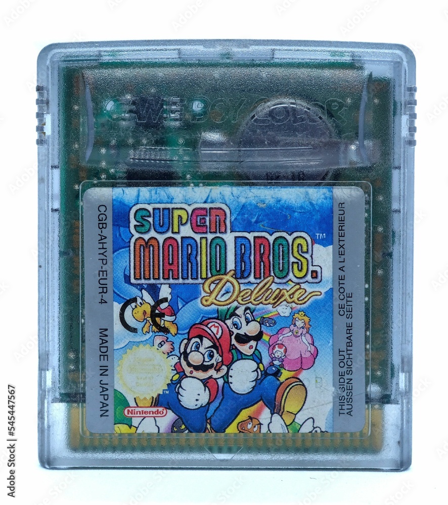 Super Mario Bros Gameboy Color game chip on white background Stock ...
