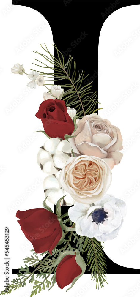 Watercolor floral alphabet, PNG, letters and numbers. For wedding ...