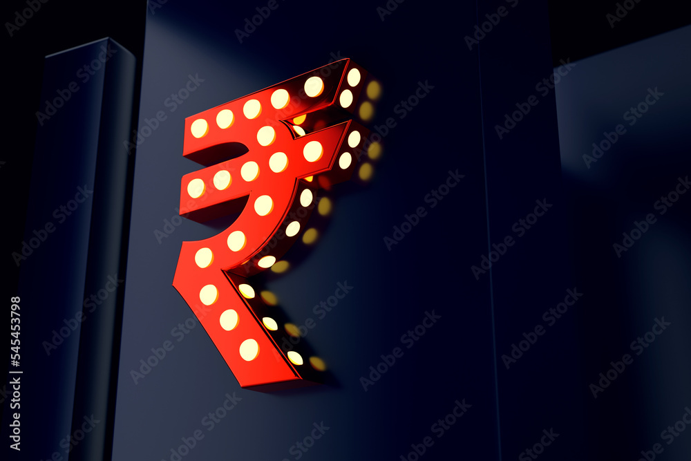 Indian Rupee symbol in Red Reflective Colour. 3d Illustration Render ...