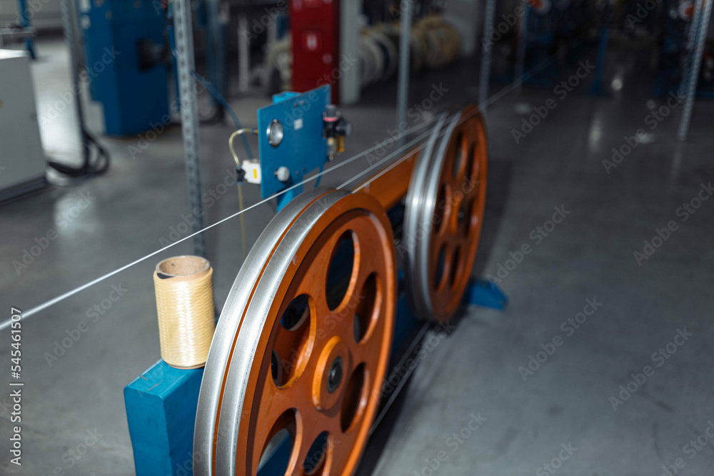 production of glass fiber fiber optic cable in the factory, Internet ...