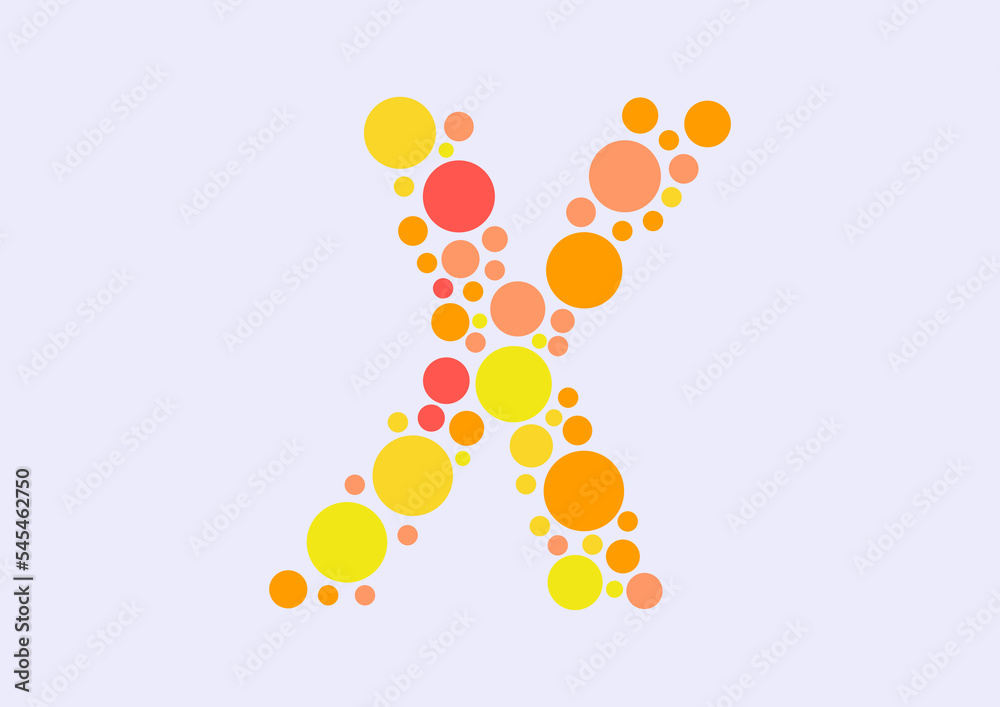 Vector graphic of Initial Letter X lined with a mosaic of colored ...