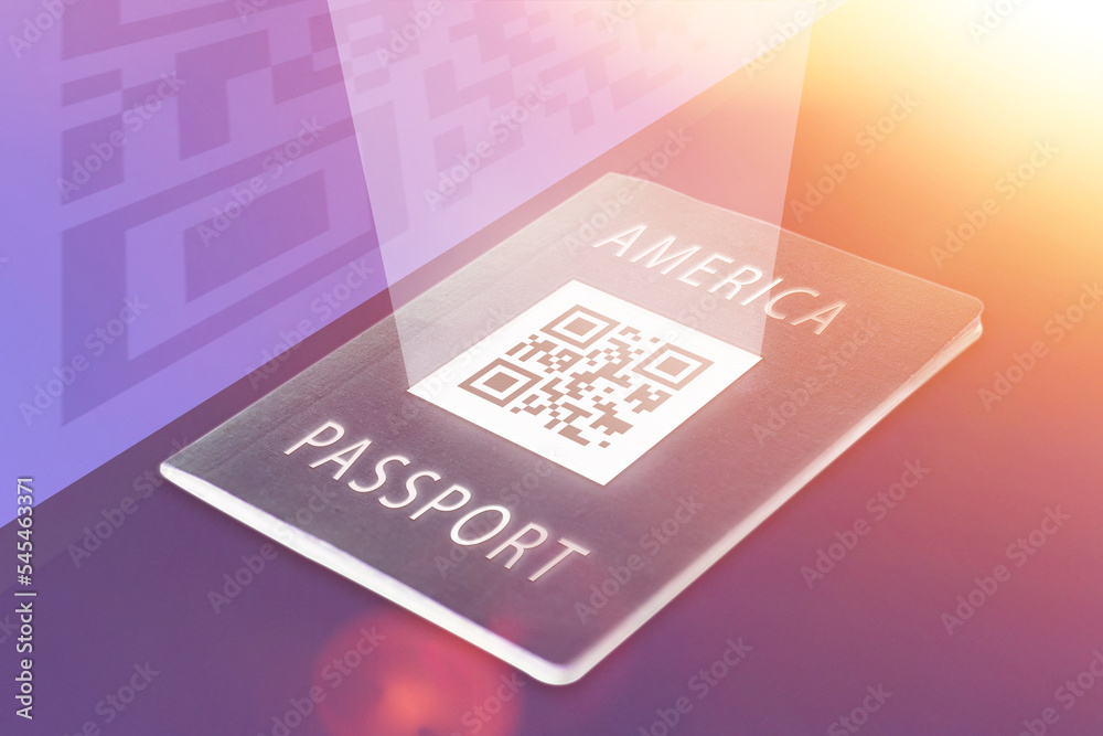 QR on cover of U.S. passport. Introduction of electronic passports in ...