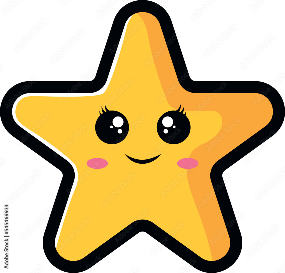 Cartoon-style star isolated on a vertical white background. Stock ...