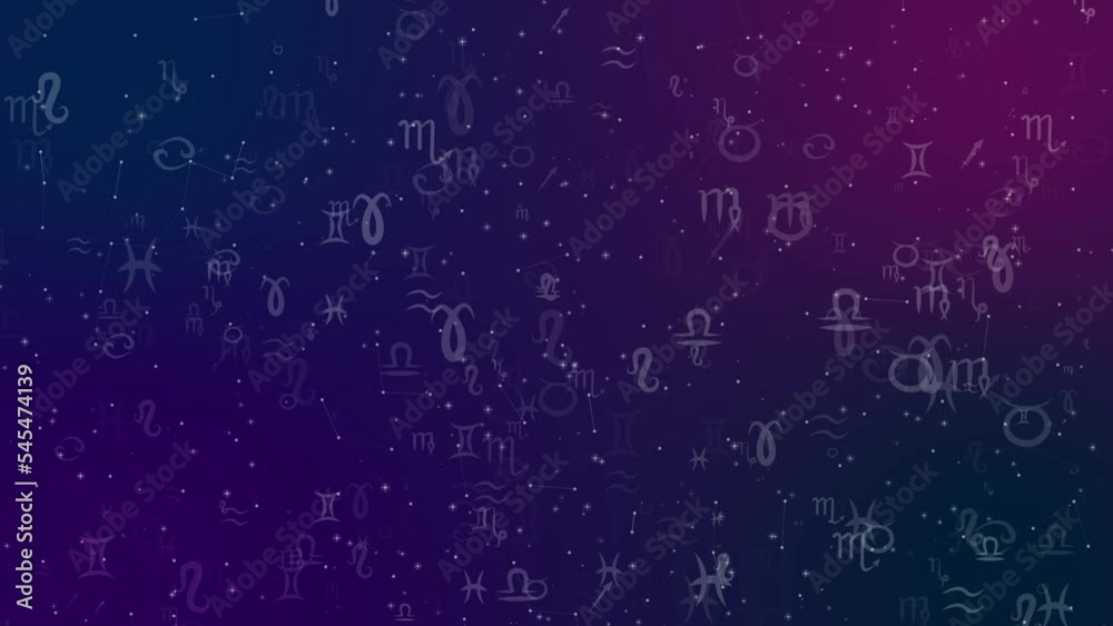 Background with zodiac signs icons. Neon background with horoscope ...