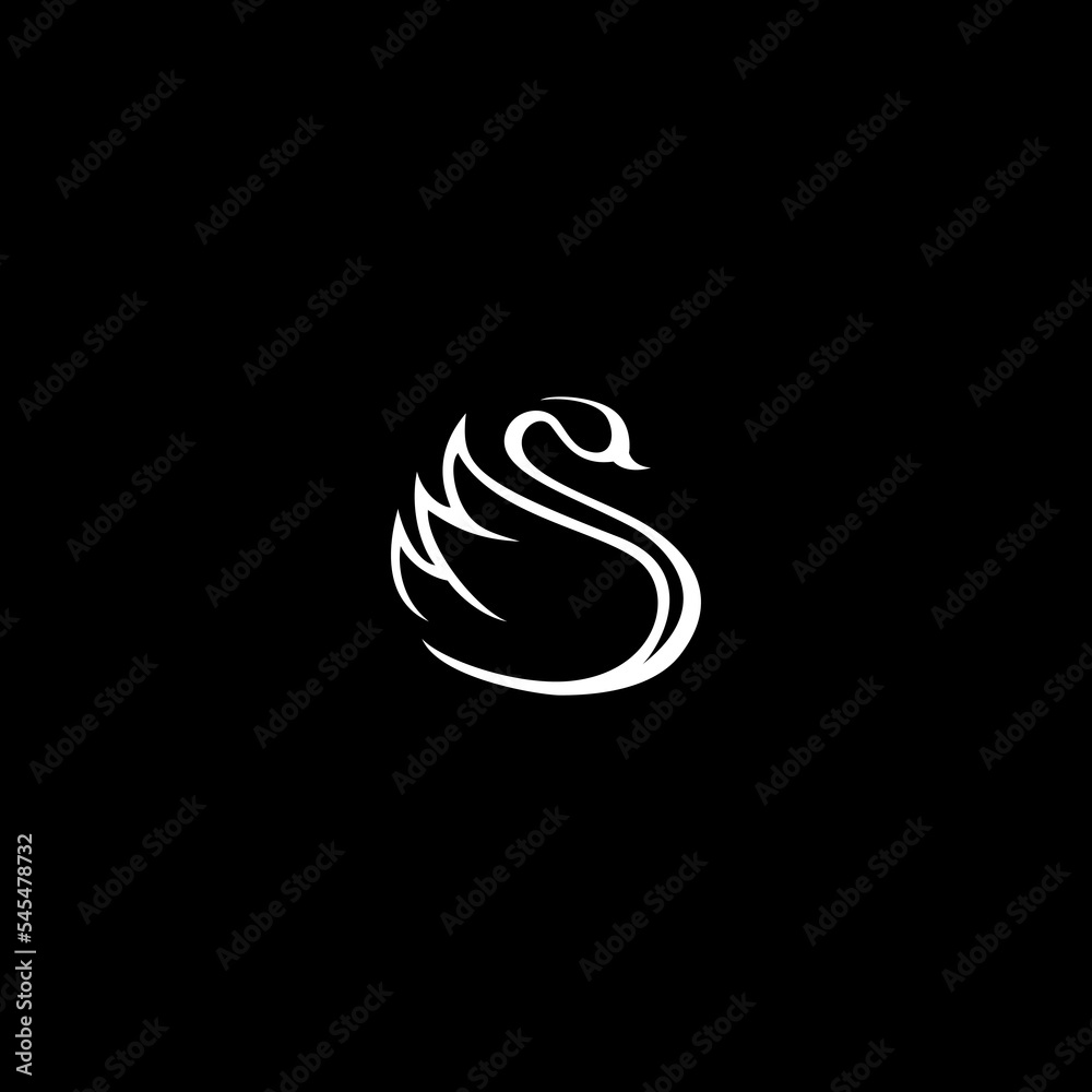 vector illustration of a swan line shape for an icon, symbol or logo ...
