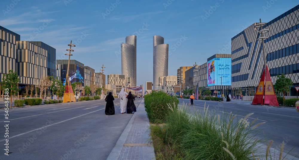 Lusail city, Qatar : Lusail boulevard afternoon shot showing Qatar ...