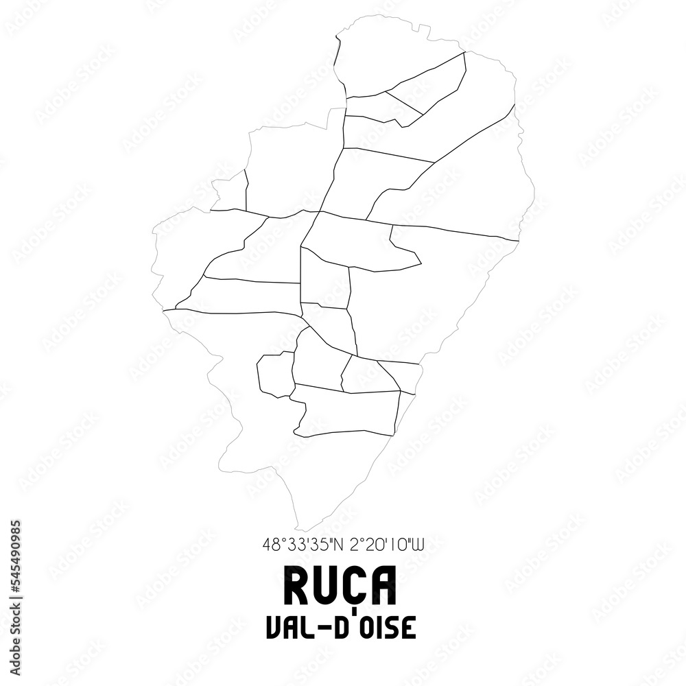 RUCA Val-d'Oise. Minimalistic street map with black and white lines ...