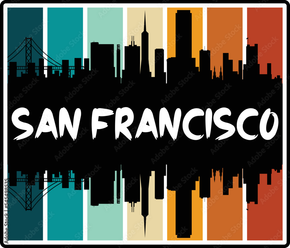 San Francisco California USA Skyline Sunset Travel Souvenir Sticker ...