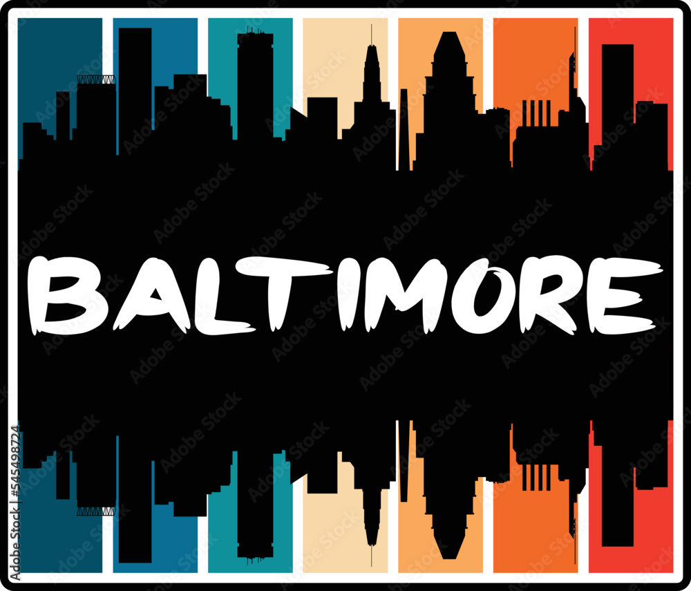 Baltimore Maryland USA Skyline Sunset Travel Souvenir Sticker Logo ...