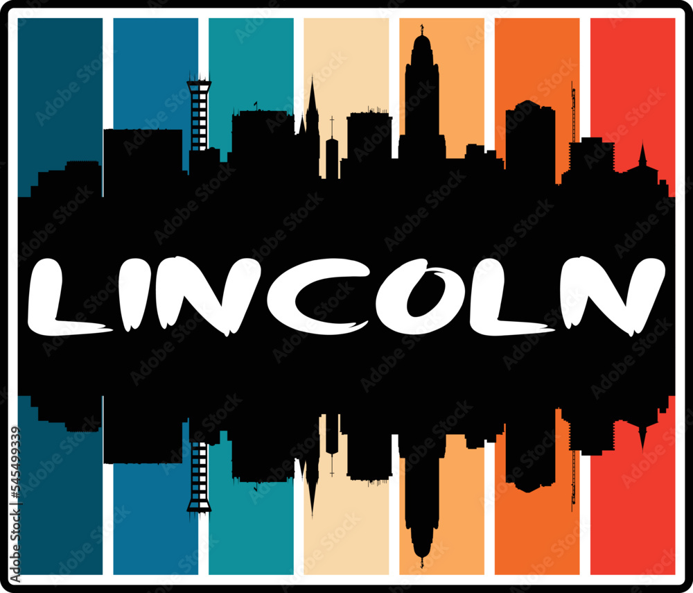 Lincoln Nebraska USA Skyline Sunset Travel Souvenir Sticker Logo Badge ...