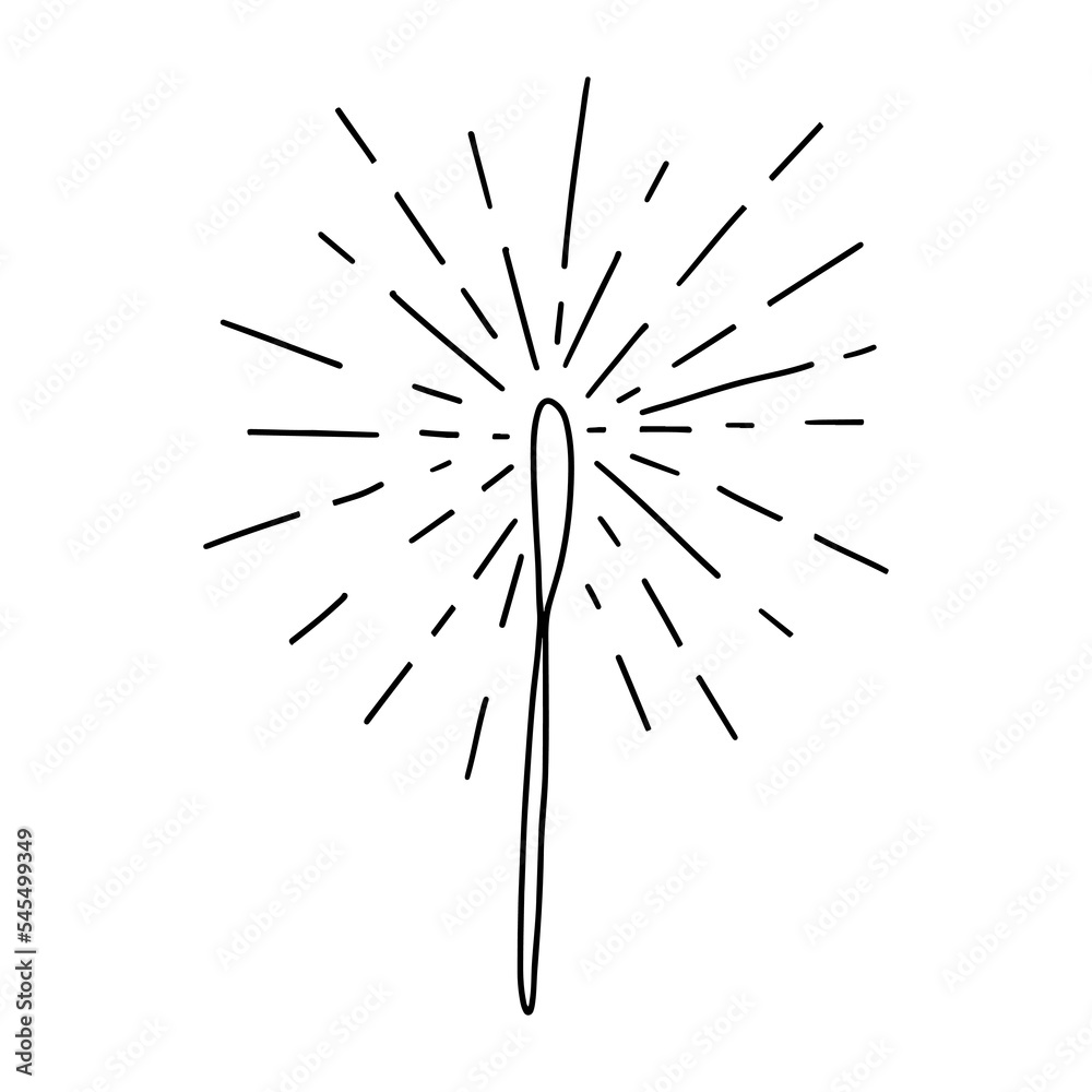 Sparkler icon in hand drawn doodle style. Vector Illustration isolated ...