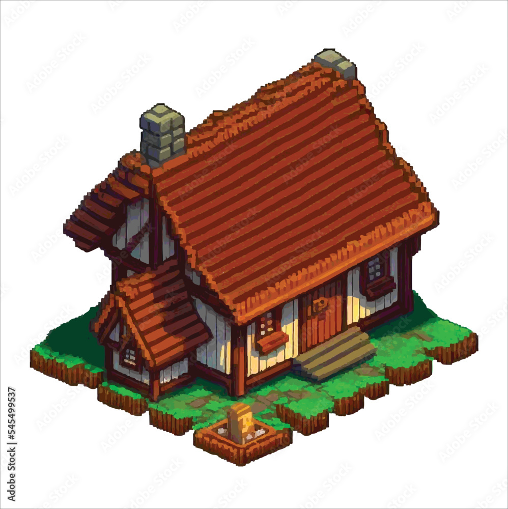 Isometric wooden hut, tiny wooden house illustration Stock Vector ...