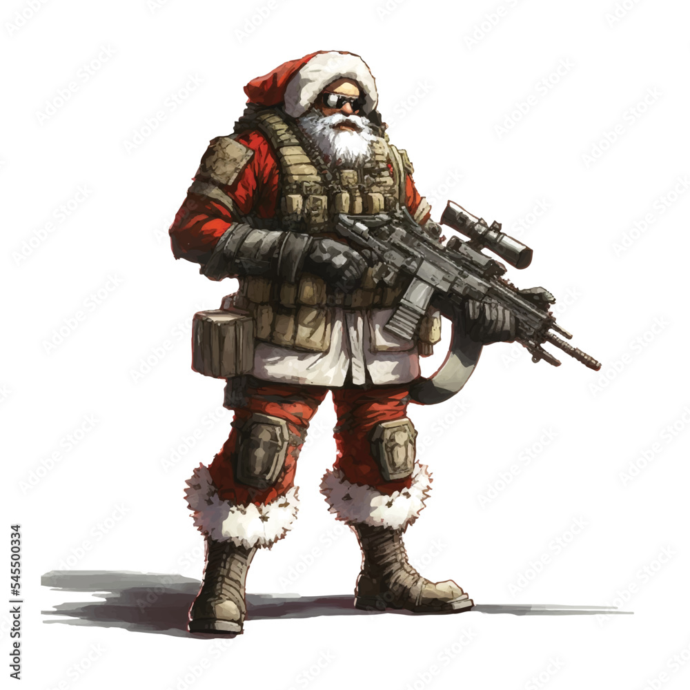 Stockvector Vector illustration of military equipped Santa, Happy 2023 ...