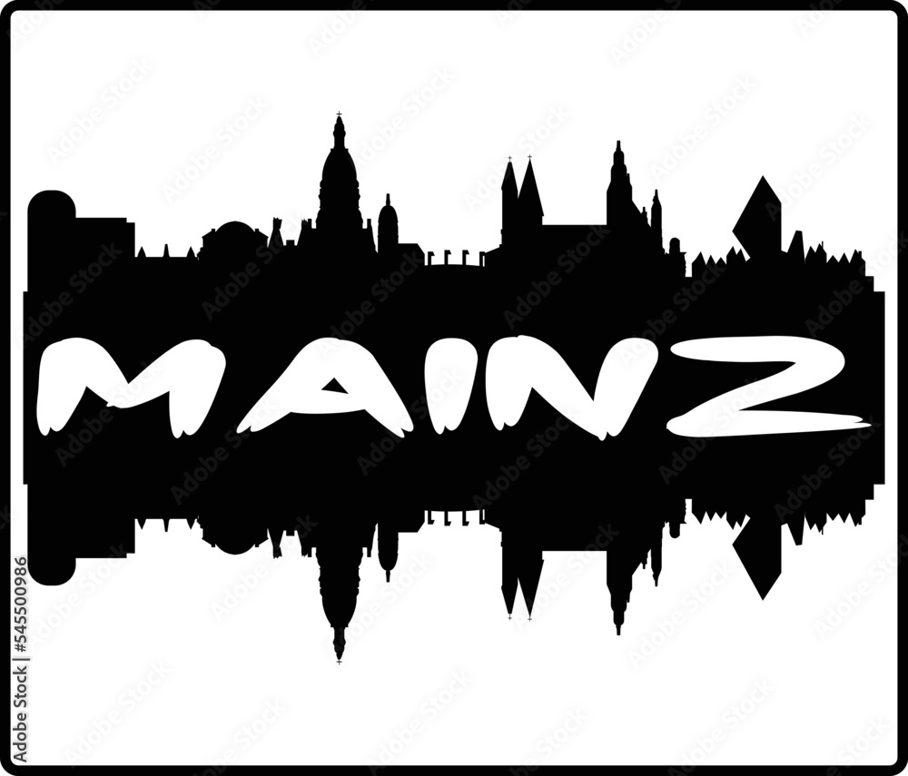 Mainz Germany Skyline Sunset Travel Souvenir Sticker Logo Badge Stamp Emblem Coat of Arms Vector ...