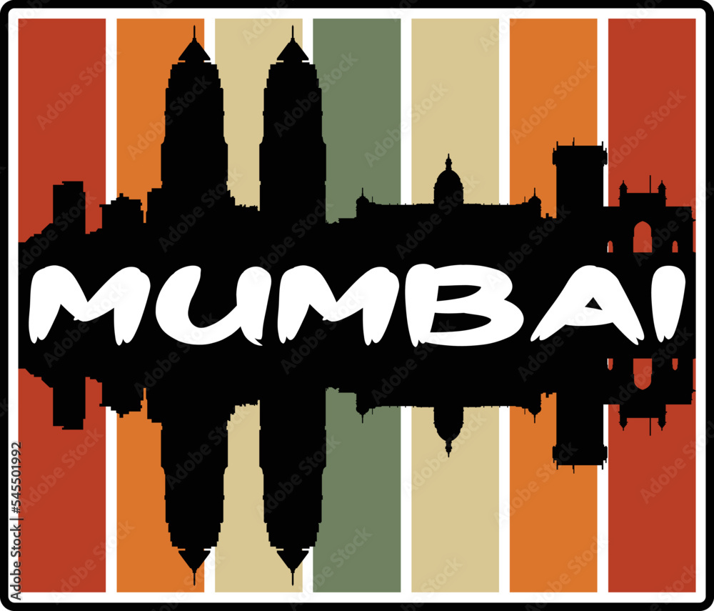 Mumbai India Skyline Sunset Travel Souvenir Sticker Logo Badge Stamp ...