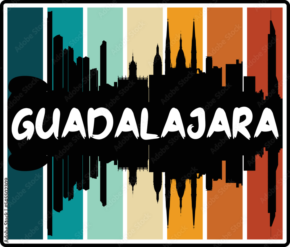 Guadalajara Mexico Skyline Sunset Travel Souvenir Sticker Logo Badge ...