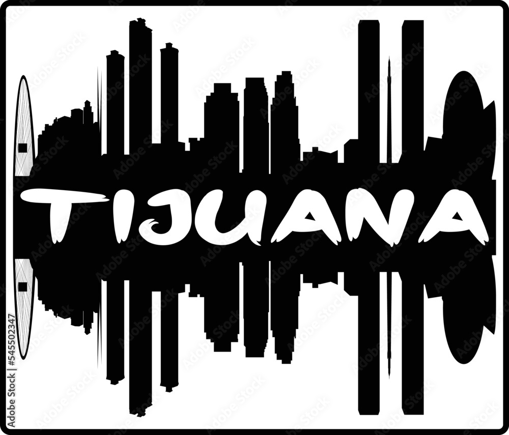 Tijuana Mexico Skyline Sunset Travel Souvenir Sticker Logo Badge Stamp ...