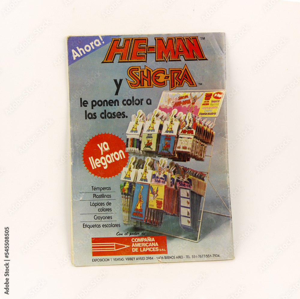 Old magazine advertising about school supplies are the characters of He ...