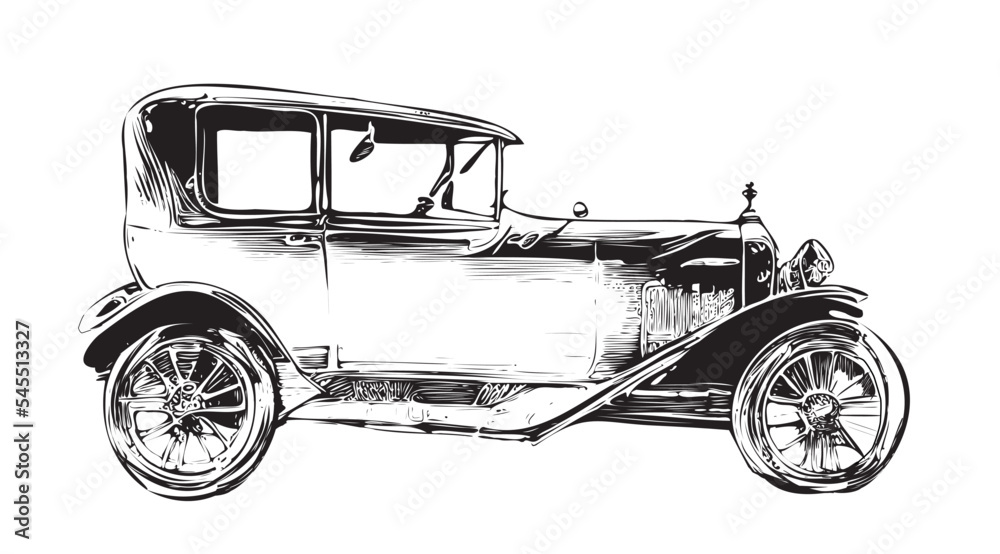 Vintage car hand drawn sketch in doodle style Vector illustration Stock ...