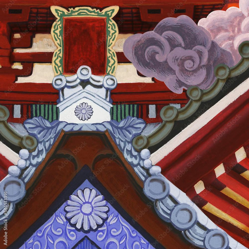 Watercolor Flower Paisley Character Animal Landscape Palace Stock ...