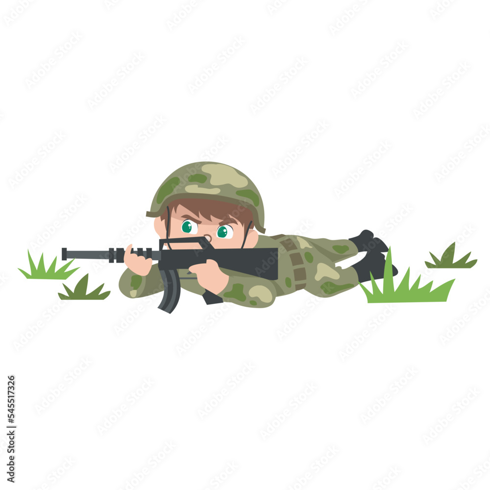 Kids' dream job a cute soldier boy on white background for kids fashion ...