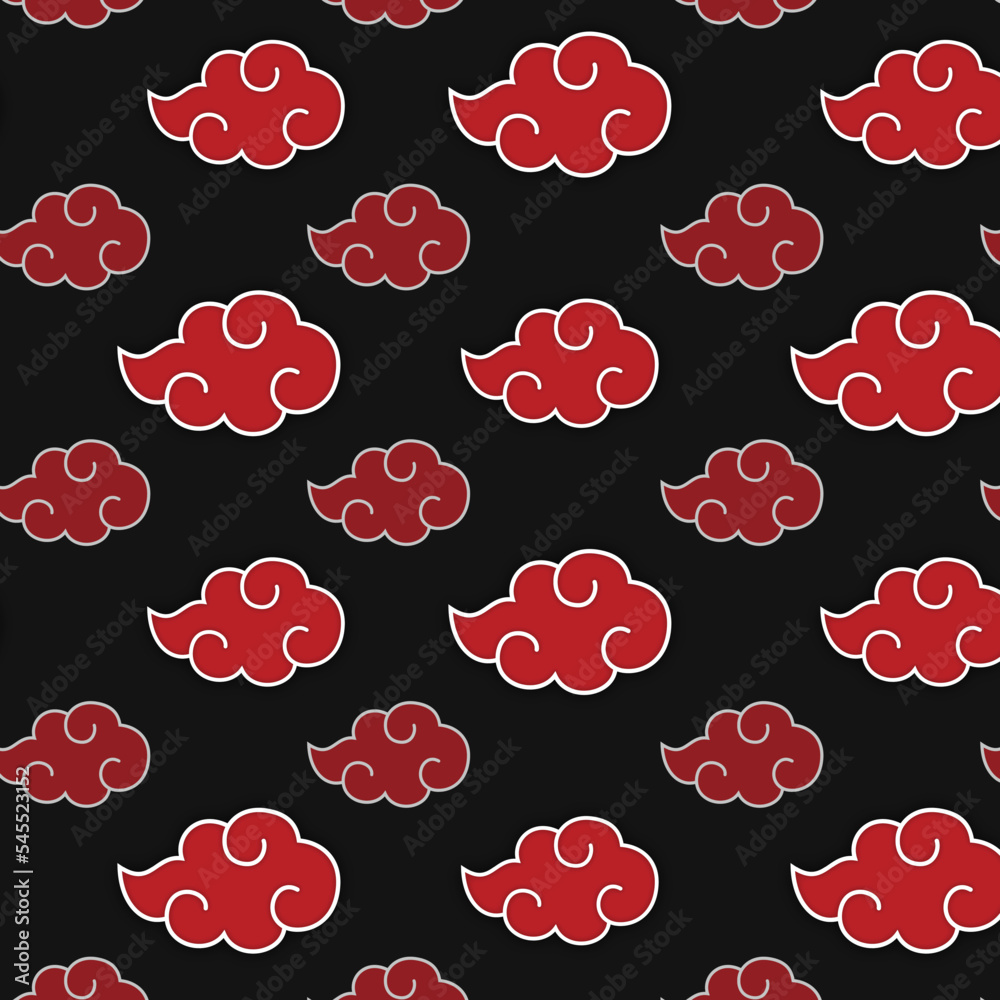 Akatsuki Red Cloud Pattern Logo Symbol Icon Set Vector Flat Stock ...