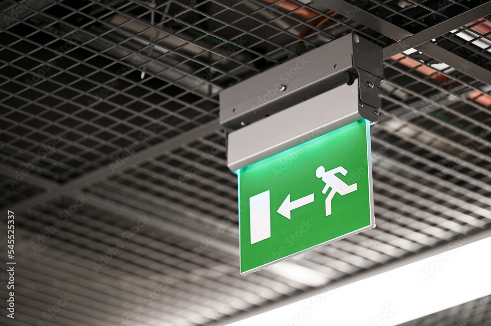 Sign of emergency exit from a stadium Stock Photo | Adobe Stock