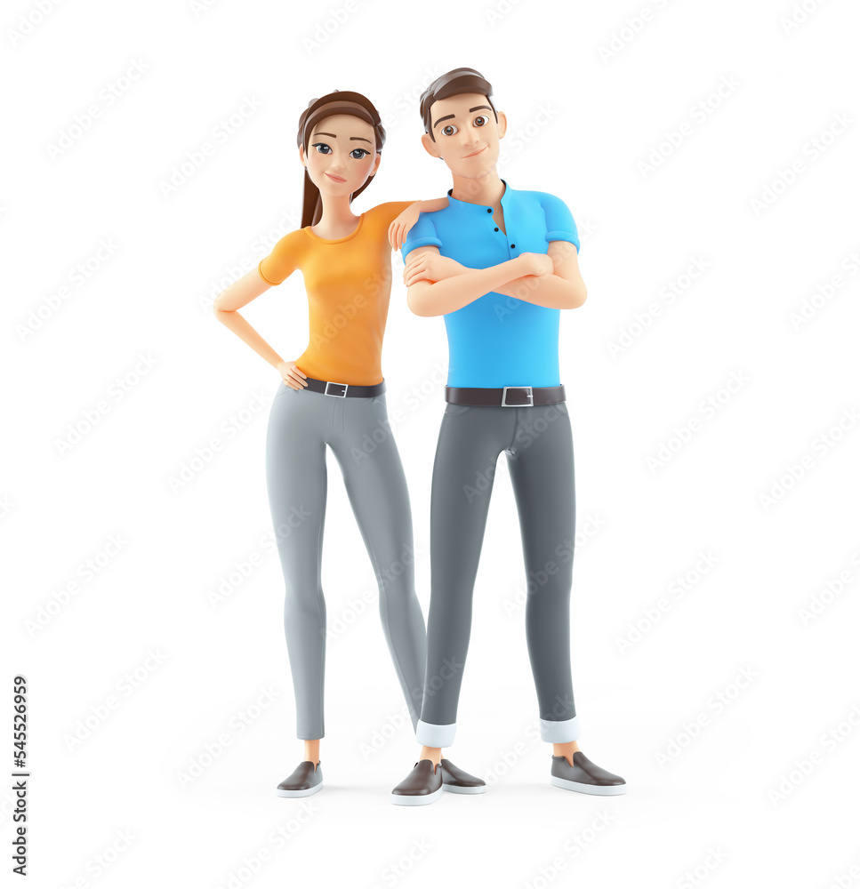 3d woman leaning on man shoulder Stock Illustration | Adobe Stock