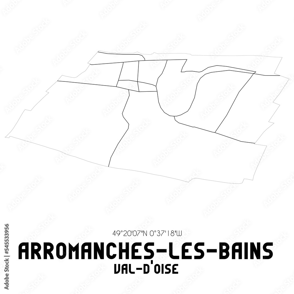 ARROMANCHES-LES-BAINS Val-d'Oise. Minimalistic street map with black ...