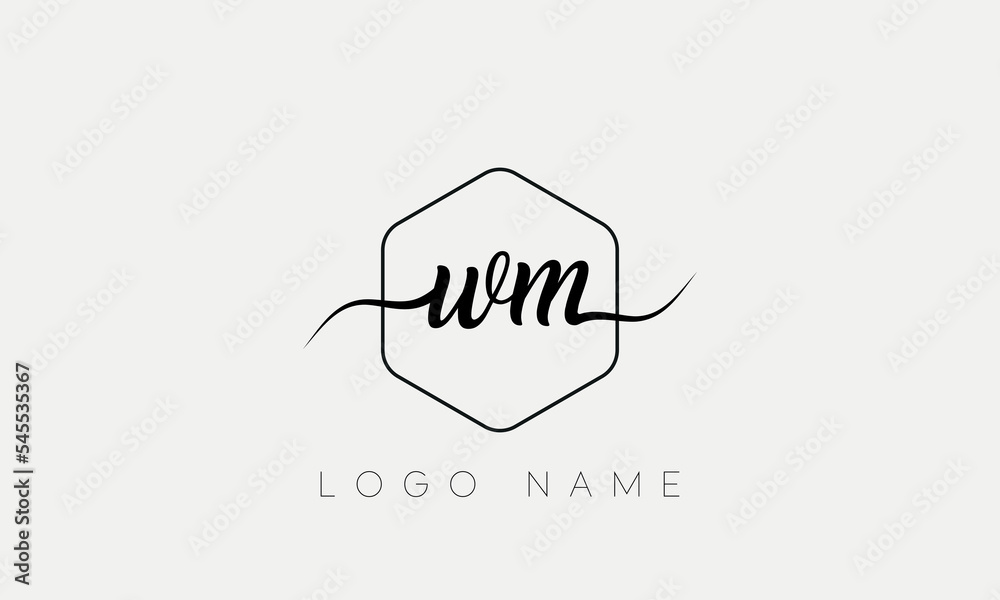 WM logo design. Handwriting letter WM W M logo design. WM logo monogram ...