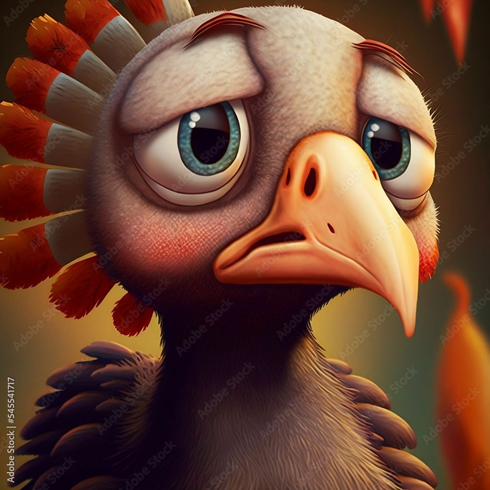 Sad Cartoon Turkey | Created Using Midjourney and Photoshop ilustración ...