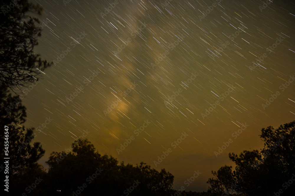 Stars on the sky at night. Milky way. Night sky. Many stars moving in ...