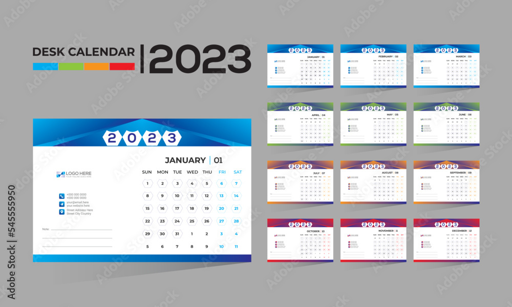 2023 desktop vector calendar design Stock Vector | Adobe Stock