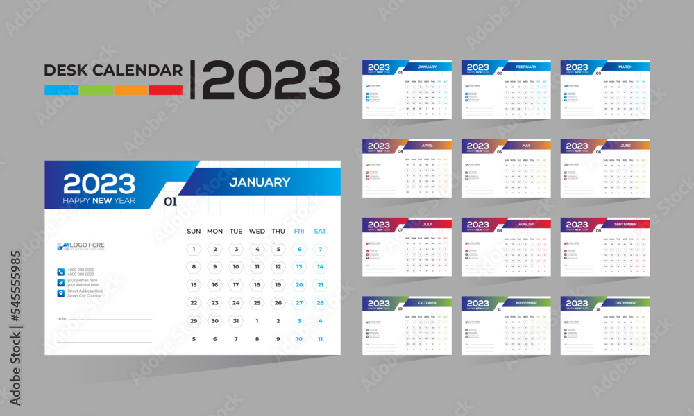 2023 desktop vector calendar design Stock Vector | Adobe Stock