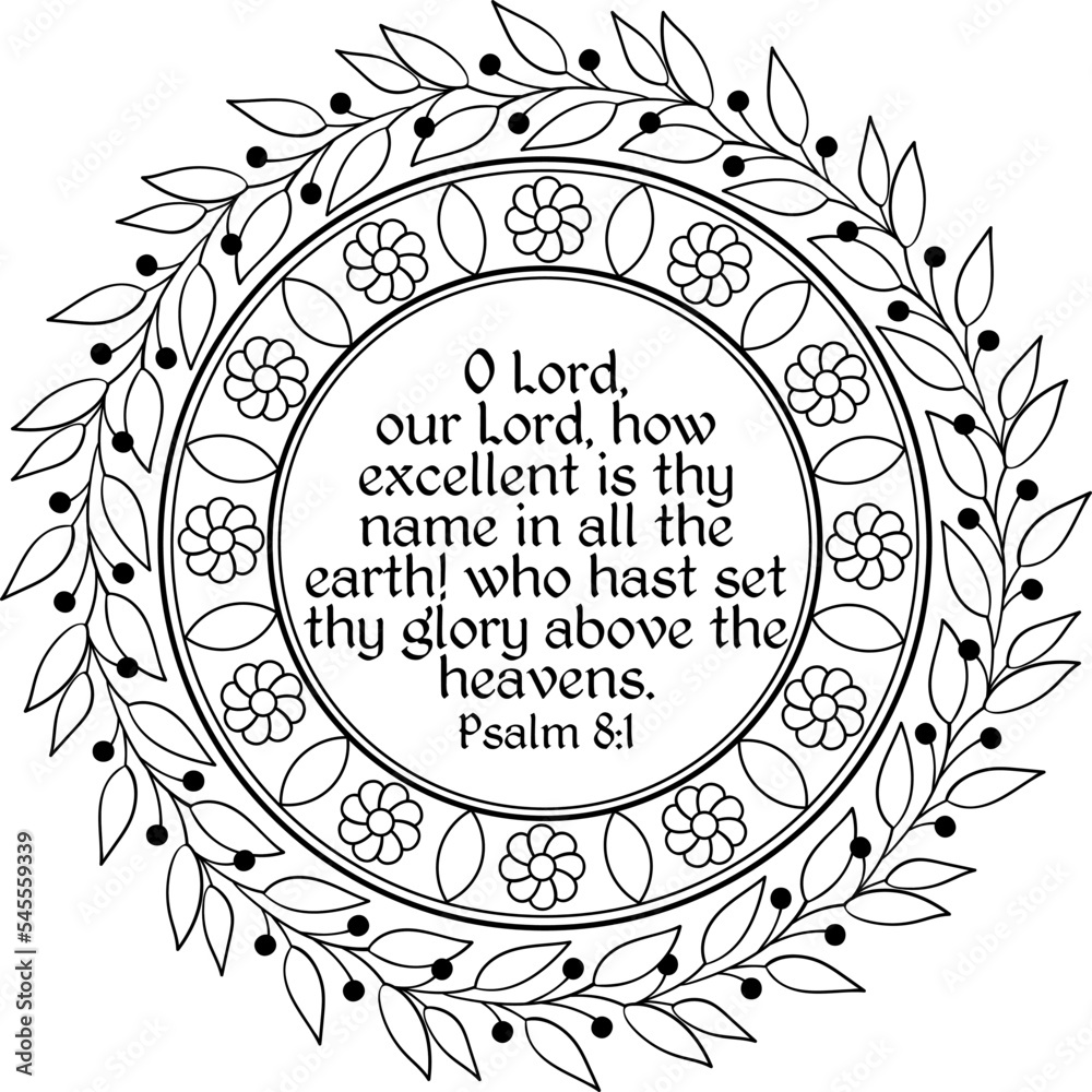 Psalm 8:1 coloring mandala Stock Vector | Adobe Stock