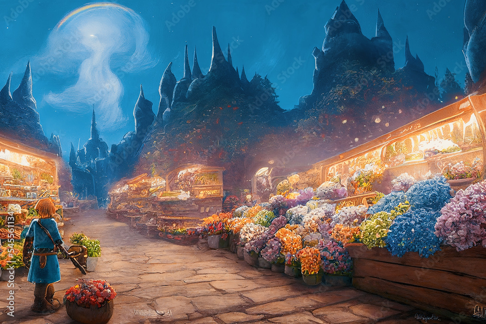 Fantasy city with bizarre lighting, spectacular digital art 3D ...