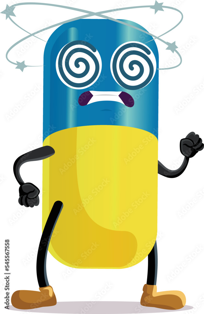Pill Experiencing Side Effects Vector Cartoon Illustration. Misused ...