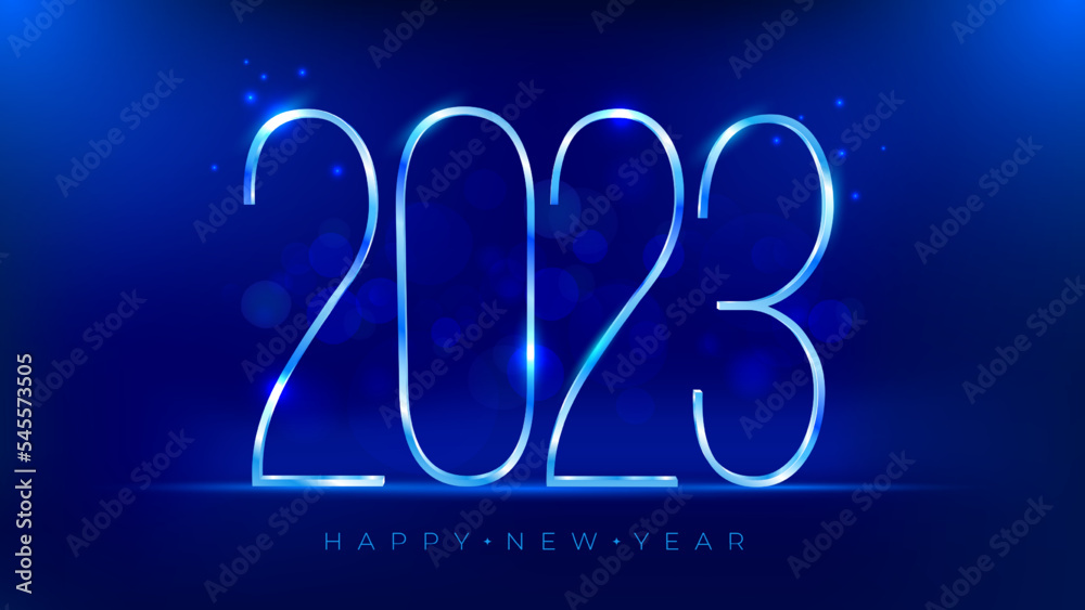 2023 Happy New Year blue numbers. Typography logo 2023 for invitation ...