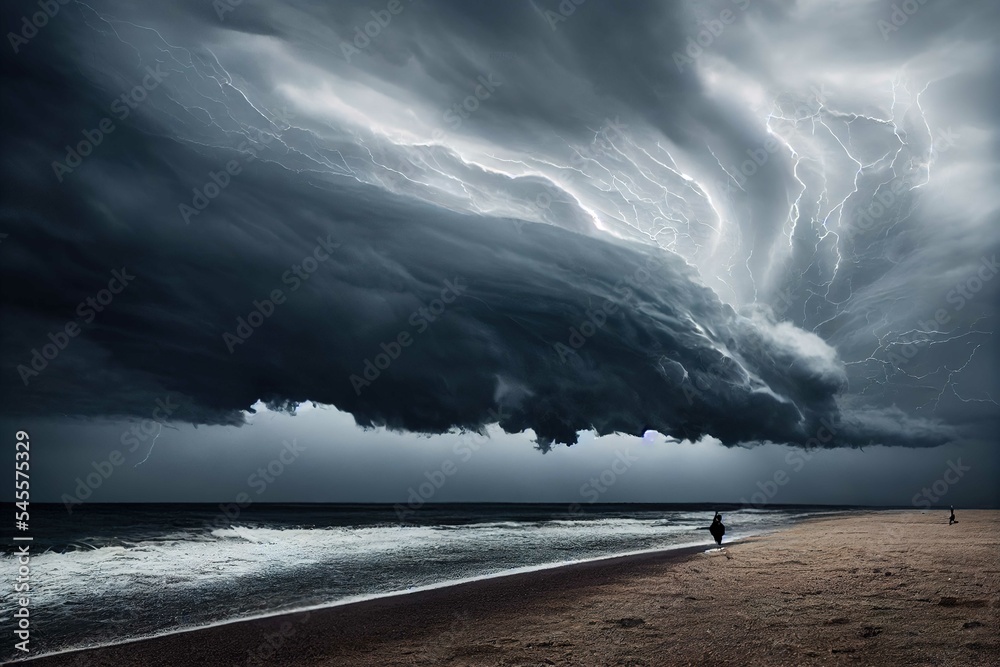 storm and storm clouds over the sea, sky, water, clouds, sea, storm, cloud, ocean, lake, beach ...