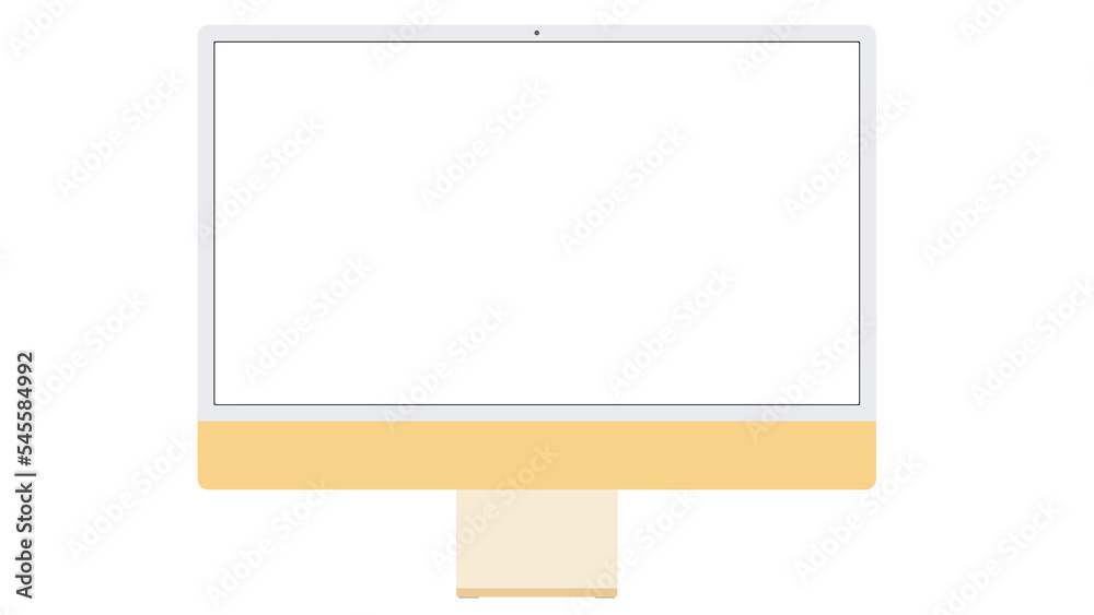 Realistic Yellow Imac m4 computer monitor isolated on white transparent ...