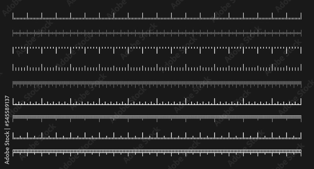 Various measurement scales with divisions. Realistic white scale for ...