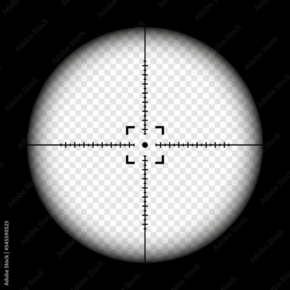 Weapon sight, sniper rifle optical scope on black background. Hunting ...