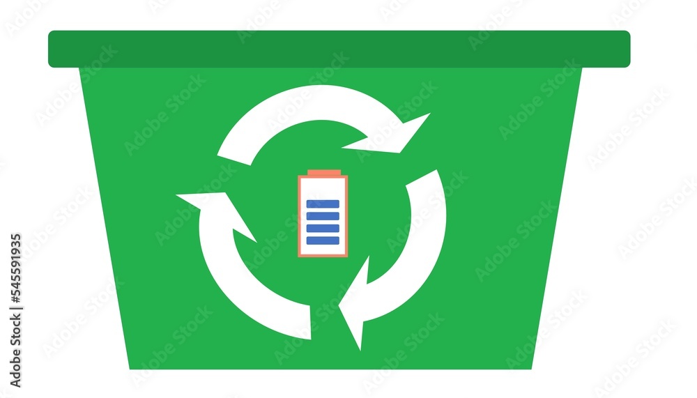 Recycle bin icon for Lithium-ion battery waste Stock Illustration ...