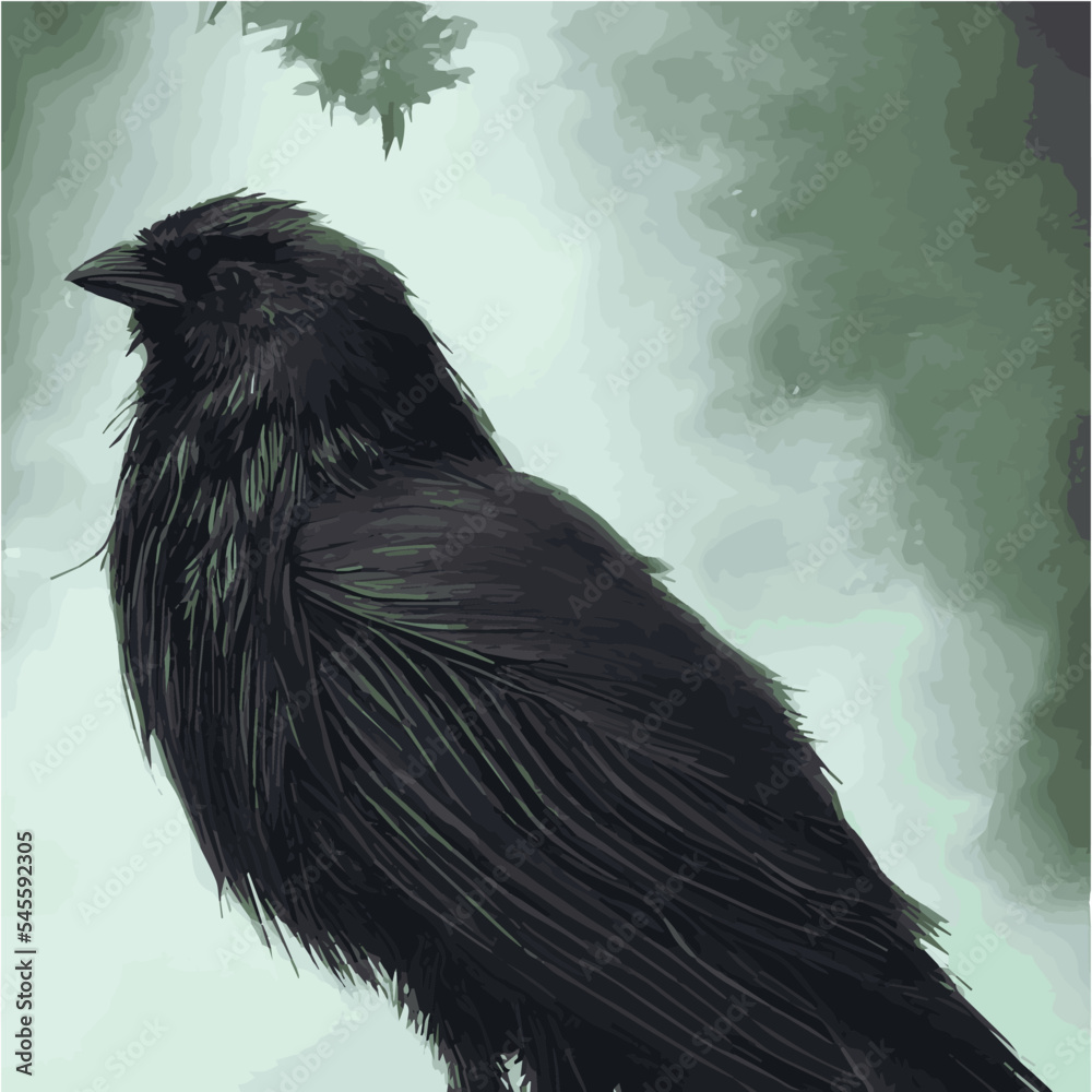 portrait Mystical Dire Bird Crow, Symbol of Gothic, Halloween, fear, by ...