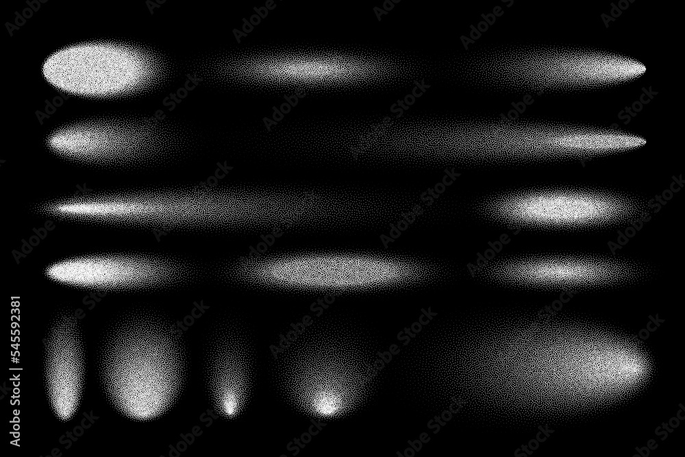 Vetor de Stipple shadows set, dotted design elements. Fading gradient ...