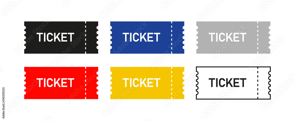 Modern ticket vector design template. Entry access paper symbol. Six ...
