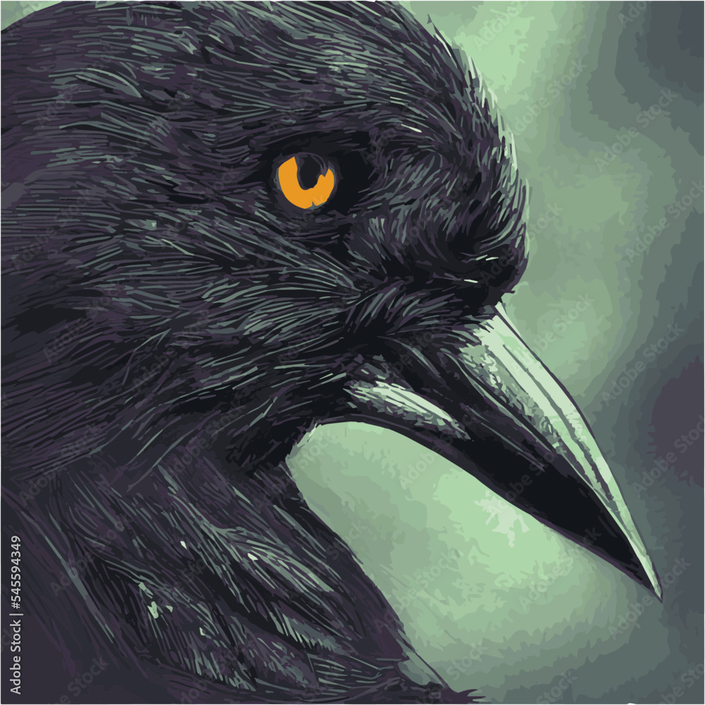 portrait Mystical Dire Bird Crow, Symbol of Gothic, Halloween, fear, by ...