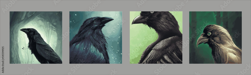 Mystical Bird Crow, Gothic symbol, Halloween, fear , black crows in a ...
