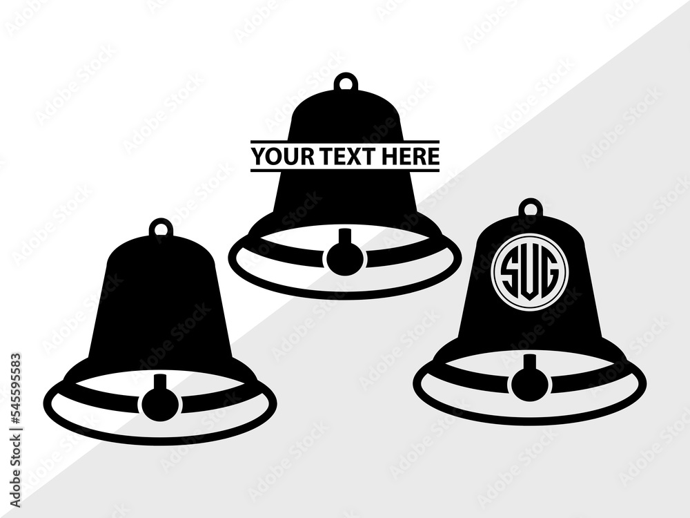 Bells Monogram, Bells Silhouette, Bells Svg, Wedding Bell Svg, Jingle ...